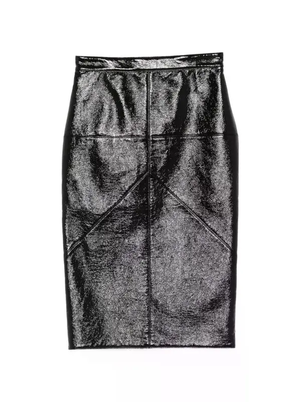 LANVIN Crinkled-finish Pencil Midi Skirt - Black