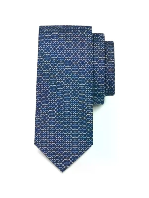FERRAGAMO Gancini-jacquard Tie - Blue