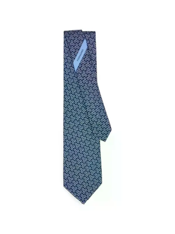 FERRAGAMO Gancini-jacquard Tie - Blue