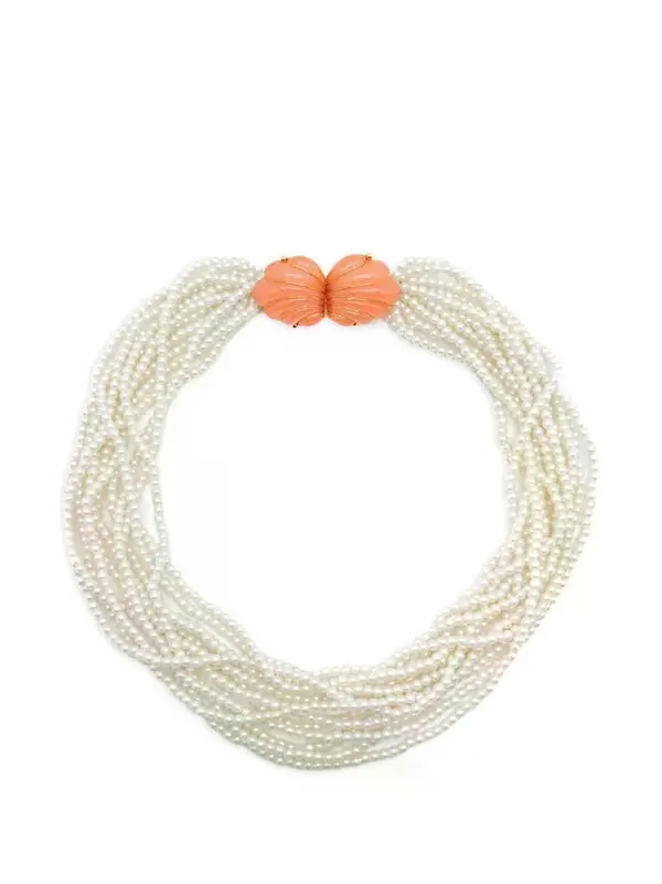 JENNIFER GIBSON JEWELLERY 1980s Trifari Pearl Torsade Necklace - Gold