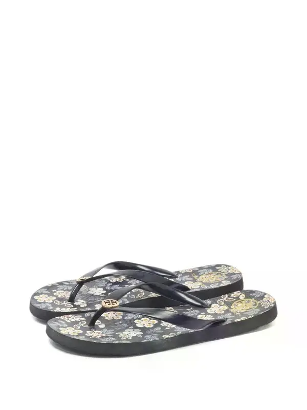 Tory Burch Miller Floral-print Flip-flops - Black