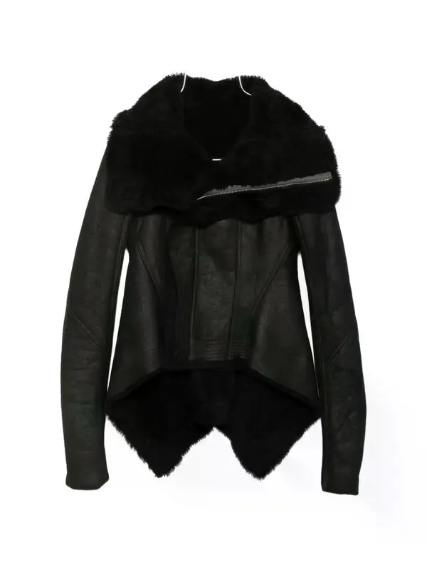 Rick Owens Naska Shearling-trim Asymmetric Jacket - Black