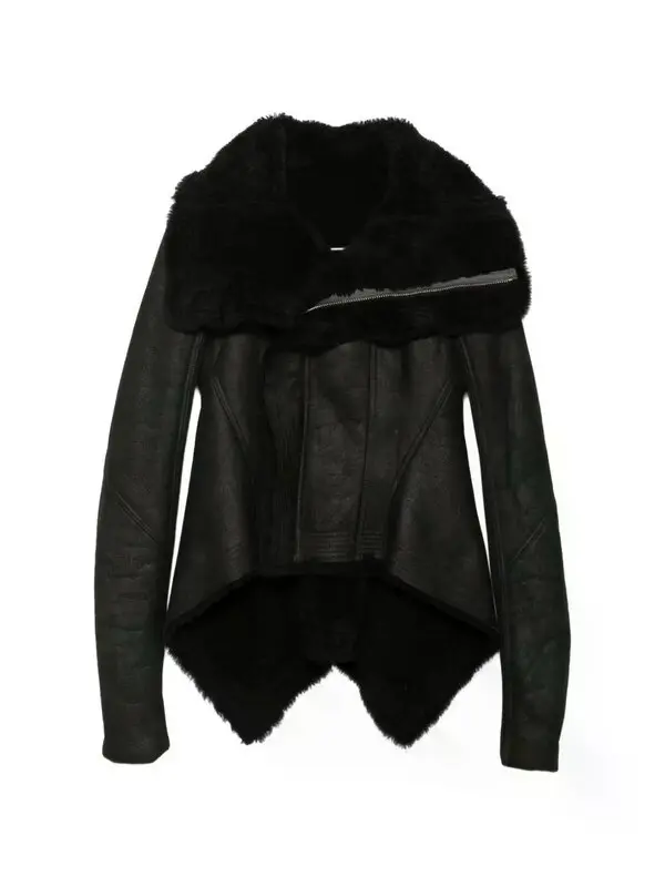 Rick Owens Naska Shearling-trim Asymmetric Jacket - Black