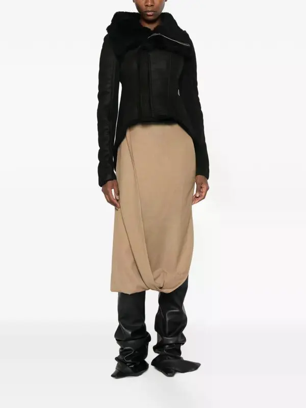 Rick Owens Naska Shearling-trim Asymmetric Jacket - Black