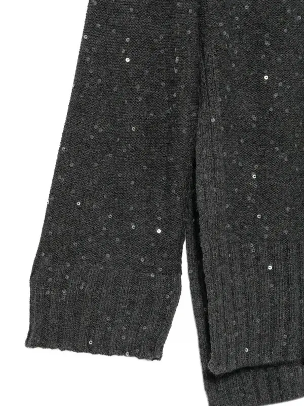 Lorena Antoniazzi Sequin-embellished Side-slit Sweater