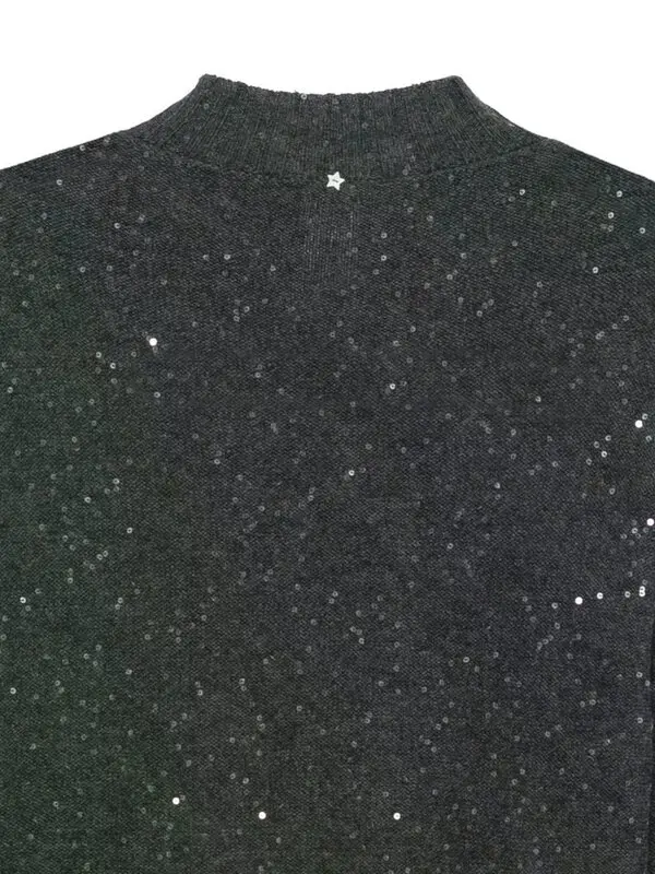 Lorena Antoniazzi Sequin-embellished Side-slit Mock Neck Sweater