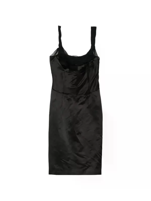 Prada Silk Satin Structured Bodice Dress - Black