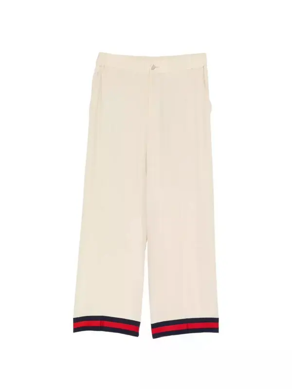 Gucci Web Stripe Silk Trousers - Neutrals