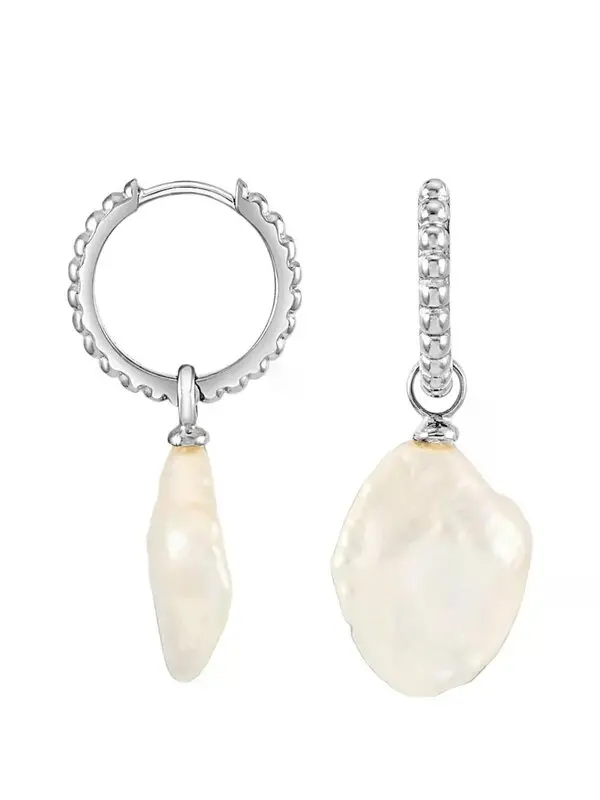 DOWER & HALL Keshi Pearl Hoop Earrings - Silver