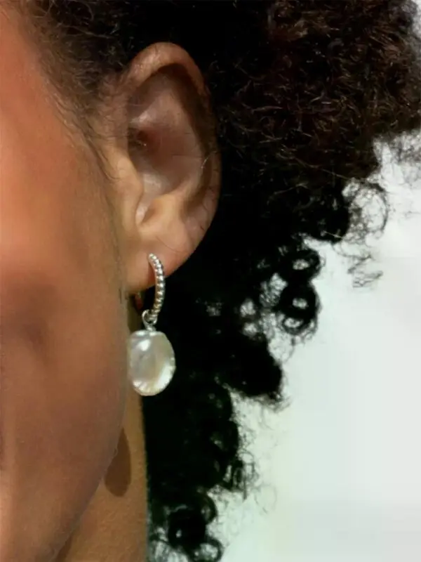 DOWER & HALL Tone Sterling Keshi Pearl Hoop Earrings - Silver