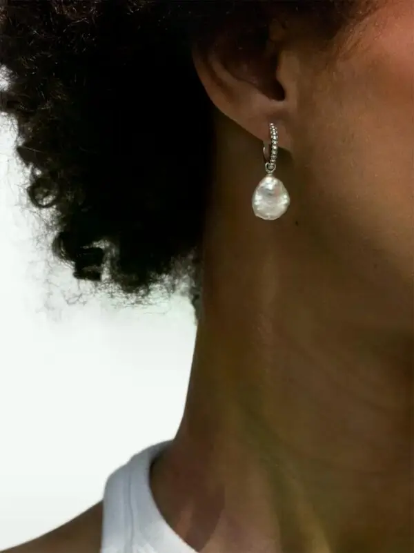 DOWER & HALL Tone Sterling Keshi Pearl Hoop Earrings - Silver