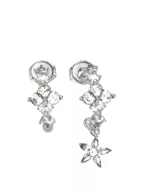 Guess Crystal Flower-motif Earrings Set - Silver