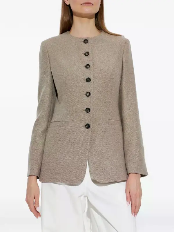 Max Mara Crew-neck Button-up Jacket