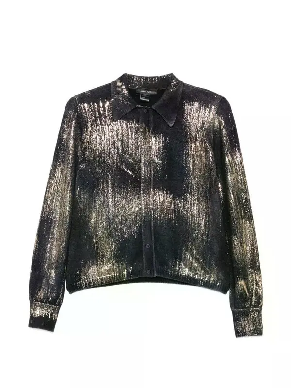 Avant Toi Metallic-effect Button-up Shirt - Black