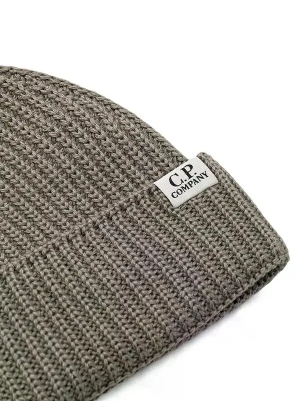 C.P. COMPANY Logo-patch Ribbed Beanie Hat