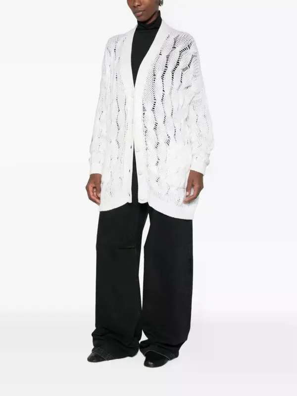Avant Toi Cable-knit Open-knit Cardigan - White