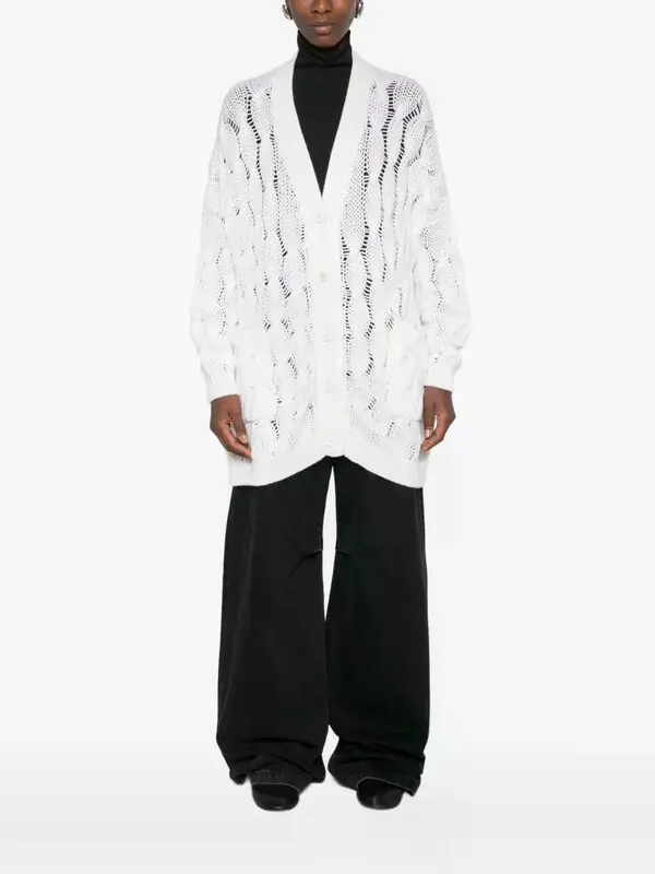 Avant Toi Cable-knit Open-knit Cardigan