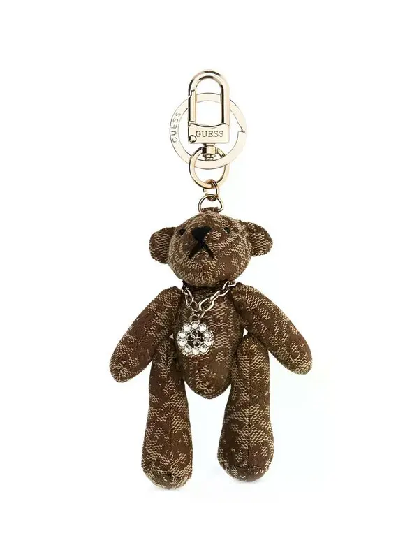Guess 4g Teddy Logo-monogram Keyring - Brown