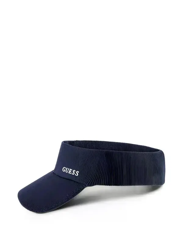 Guess Logo-embroidered Ribbed Visor - Blue