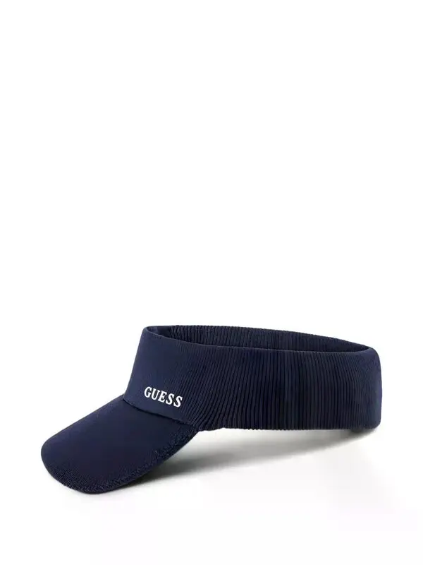 Guess Logo-embroidered Ribbed Visor - Blue