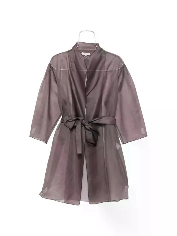 Antonelli Firenze Sheer Belted Coat - Grey
