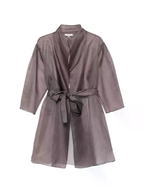 Antonelli Firenze Sheer Belted Coat - Grey