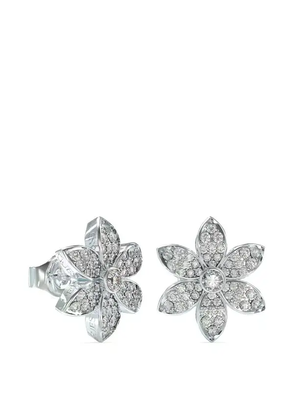 Guess Pavé Flower Stud Earrings - Silver