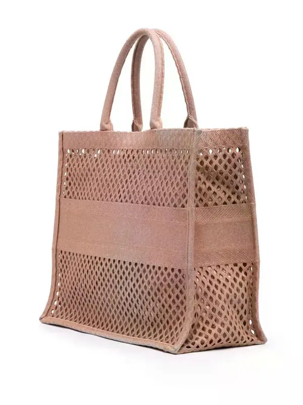 Dior Large Embroidered Mesh Book Tote Bag - Pink