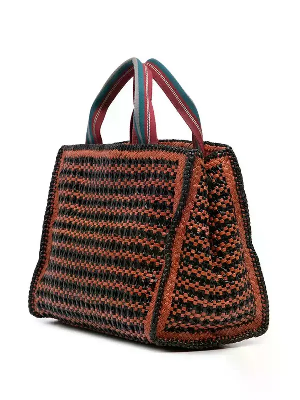Prada 2000-2013 Small Bicolor Woven Goatskin Madras Satchel