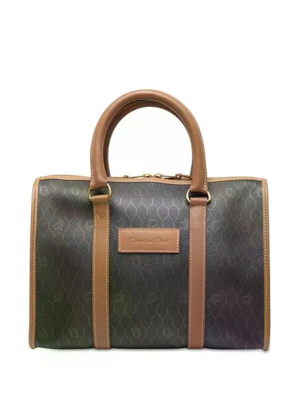 Dior 20th Century Honeycomb Coated Canvas Boston Bag - Black