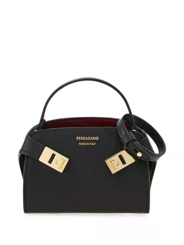 FERRAGAMO Mini Hug Top Handle Bag Charm - Black