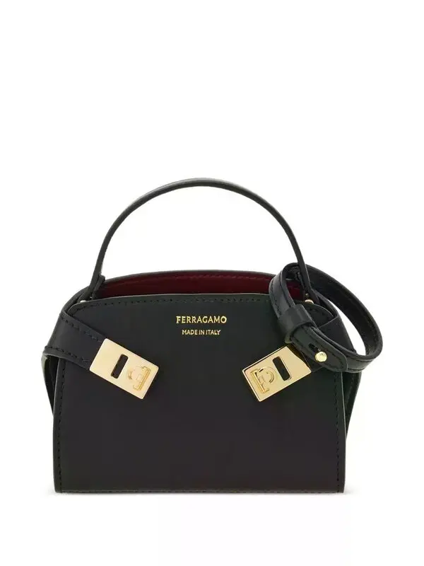 FERRAGAMO Mini Hug Top Handle Bag Charm - Black