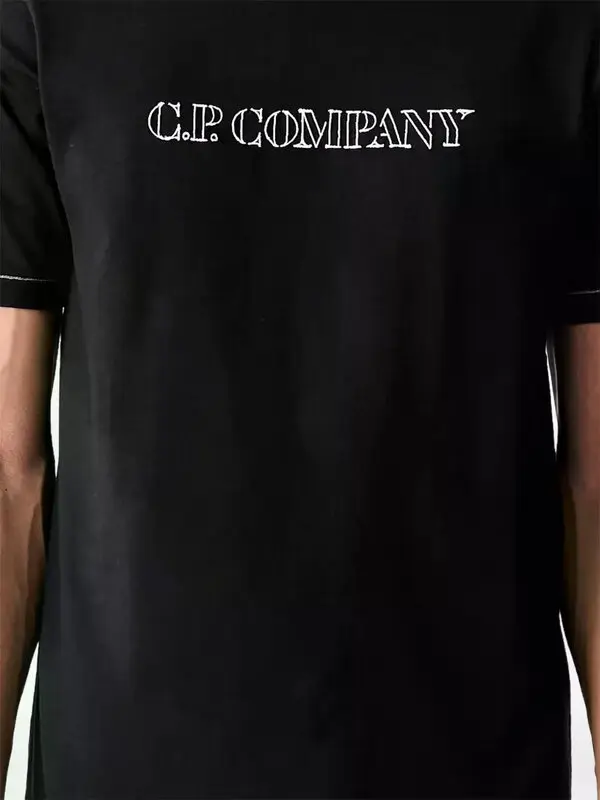 C.P. COMPANY Logo-print Contrast-stitch T-shirt
