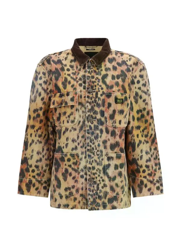 R13 Relaxed Chore Leopard-print Corduroy-collar Jacket