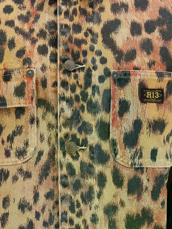 R13 Relaxed Chore Leopard-print Corduroy-collar Jacket