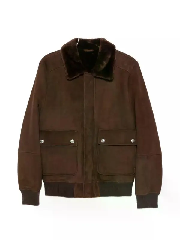 Eleventy Shearling-collar Suede Jacket