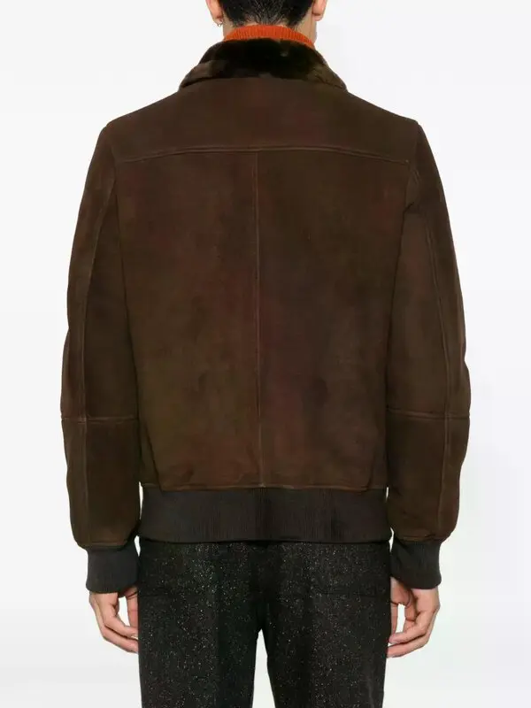 Eleventy Shearling-collar Suede Jacket