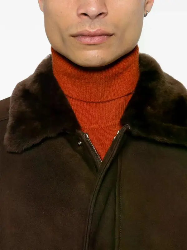 Eleventy Shearling-collar Suede Jacket