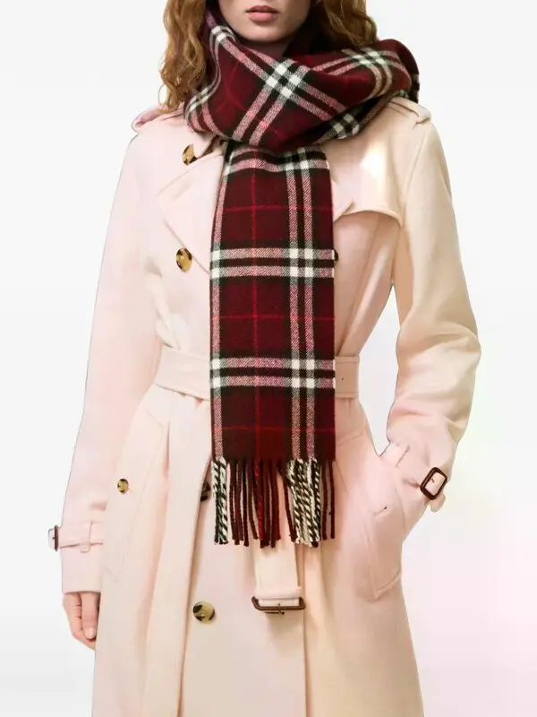 Burberry Sparkle Check Cashmere Scarf - Red