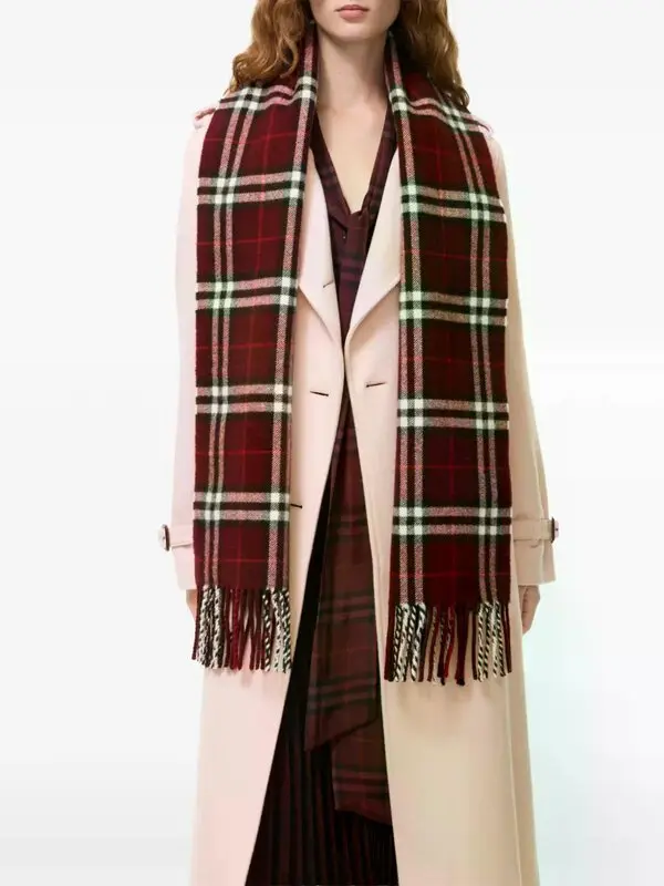 Burberry Sparkle Check Cashmere Scarf - Red