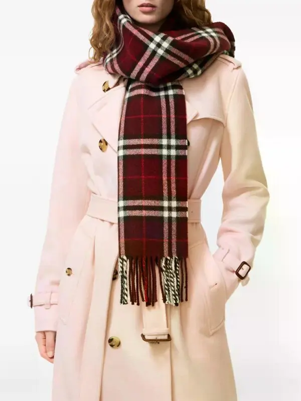 Burberry Sparkle Check Cashmere Scarf - Red