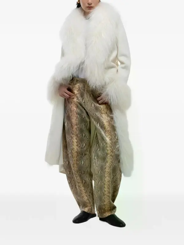 DUCIE Lola Sheepskin-trimmed Coat - White