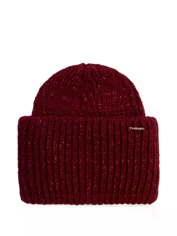 TWINSET Knitted Beanie With Lurex - Red