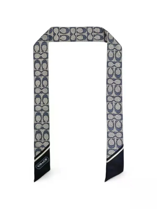 COACH Signature Monogram-print Silk Scarf - Neutrals