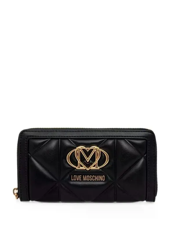 Moschino Quilted Logo-plaque Wallet - Black