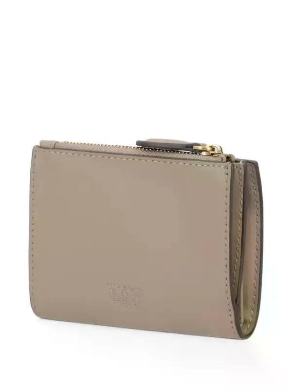 Pinko Small Love Birds-logo Leather Wallet - Neutrals