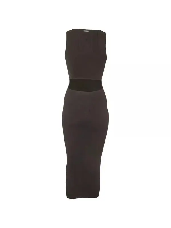Michael Kors Rib-knit Cut-out Midi Dress - Black