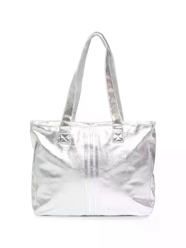 Adidas Metallic-effect Logo-embossed Tote Bag - Silver