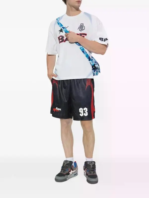 A BATHING APE Ape Flame Logo-print Mesh Shorts