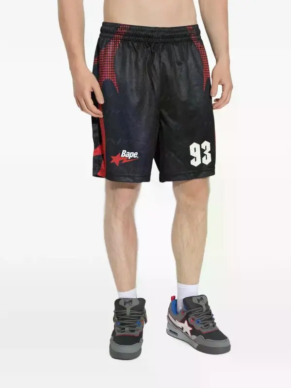 A BATHING APE Ape Flame Logo-print Mesh Shorts